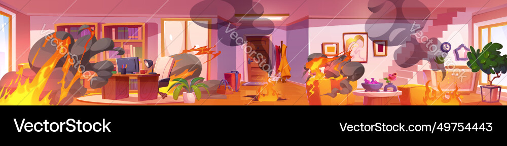 Fire inside of house or apartment Royalty Free Vector Image