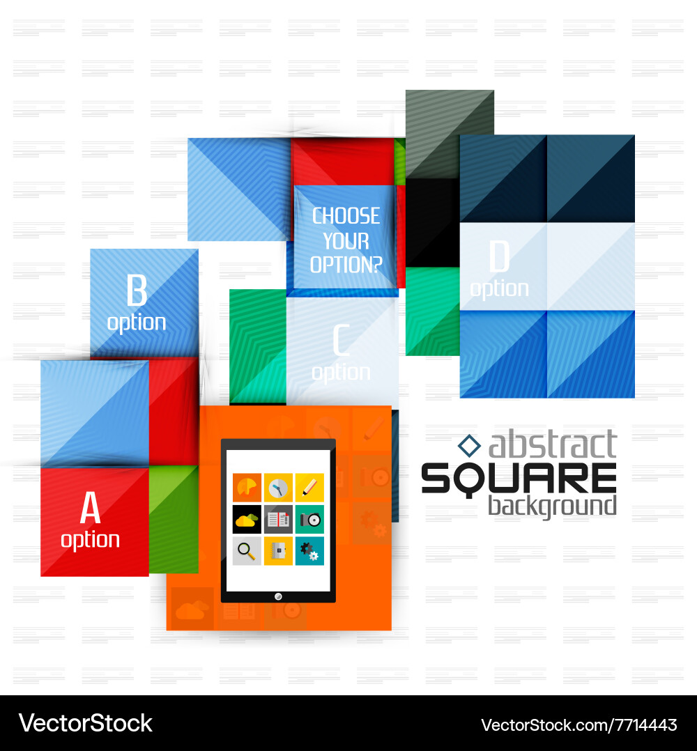 Geometric square shapes and infographic option Vector Image