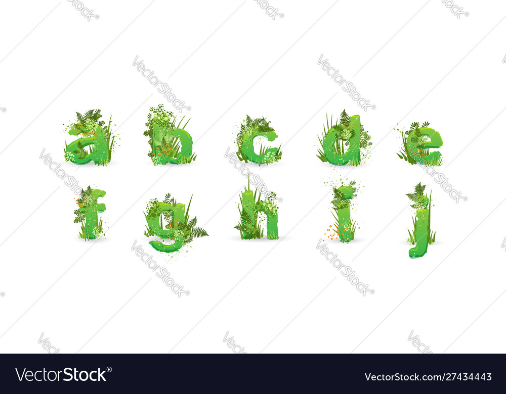 Green leaves font stylish Royalty Free Vector Image