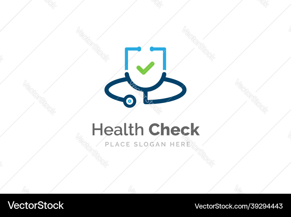 Health check logo design template stethoscope Vector Image