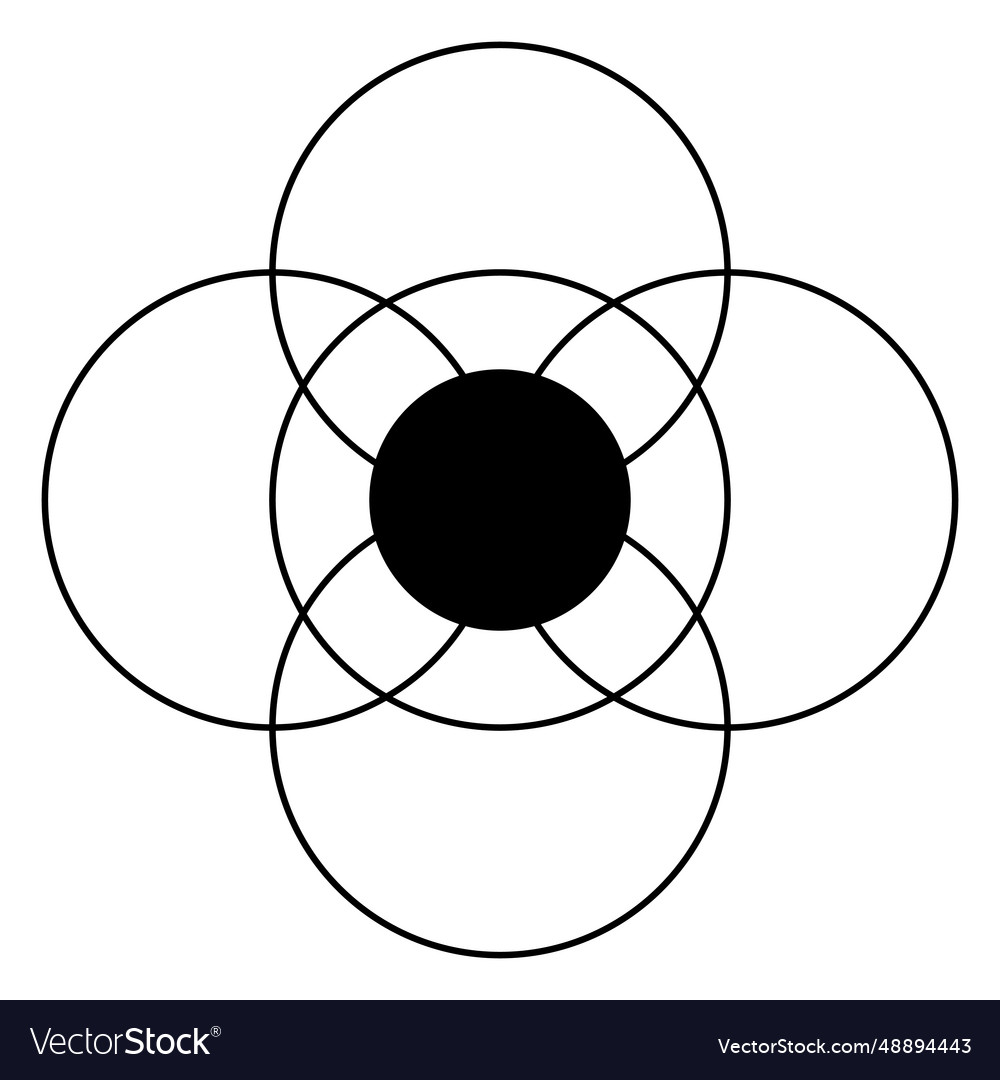 Intersected circles forming a flower Royalty Free Vector