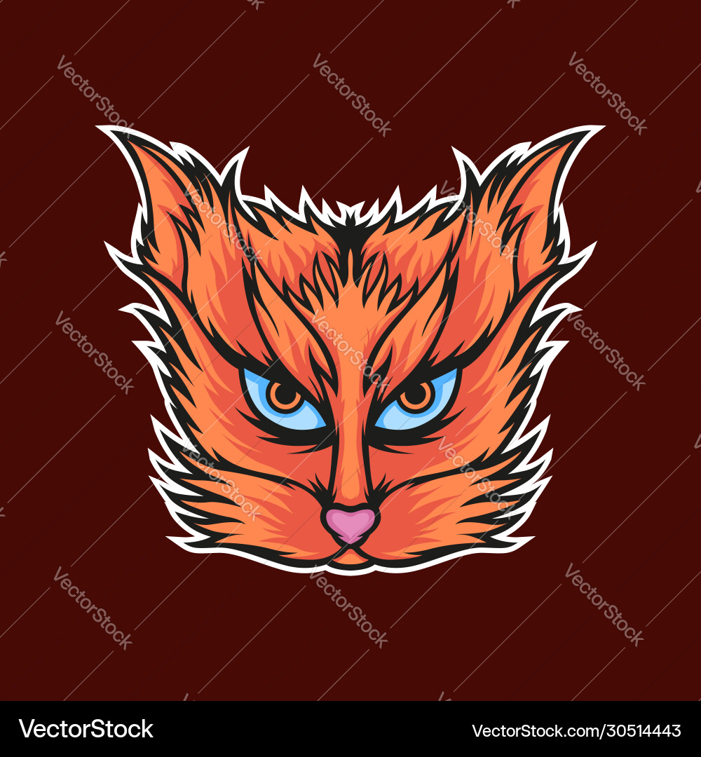 Long hairs cat mascot logo Royalty Free Vector Image