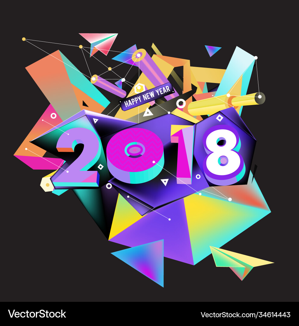 New year 2018 colorful design Royalty Free Vector Image