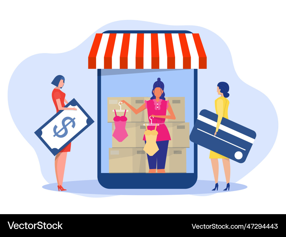 People purchasing clothes in online store Vector Image