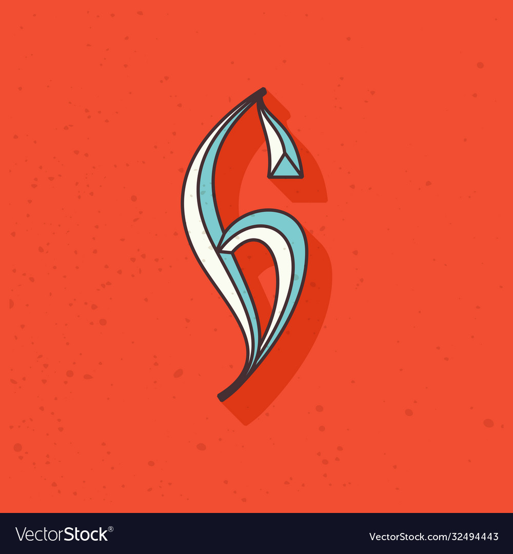 Retro compressed number six logo Royalty Free Vector Image Retro compressed number six logo Royalty Free Vector Image