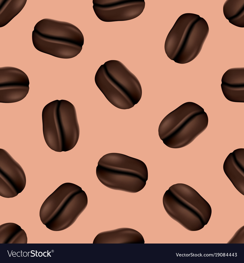 Seamless pattern with coffee beans realistic Vector Image