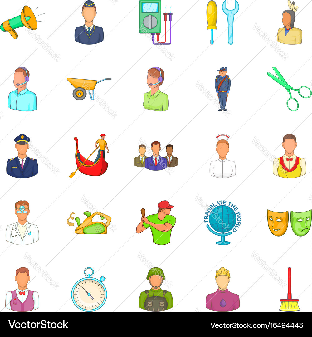 Service icons set cartoon style Royalty Free Vector Image