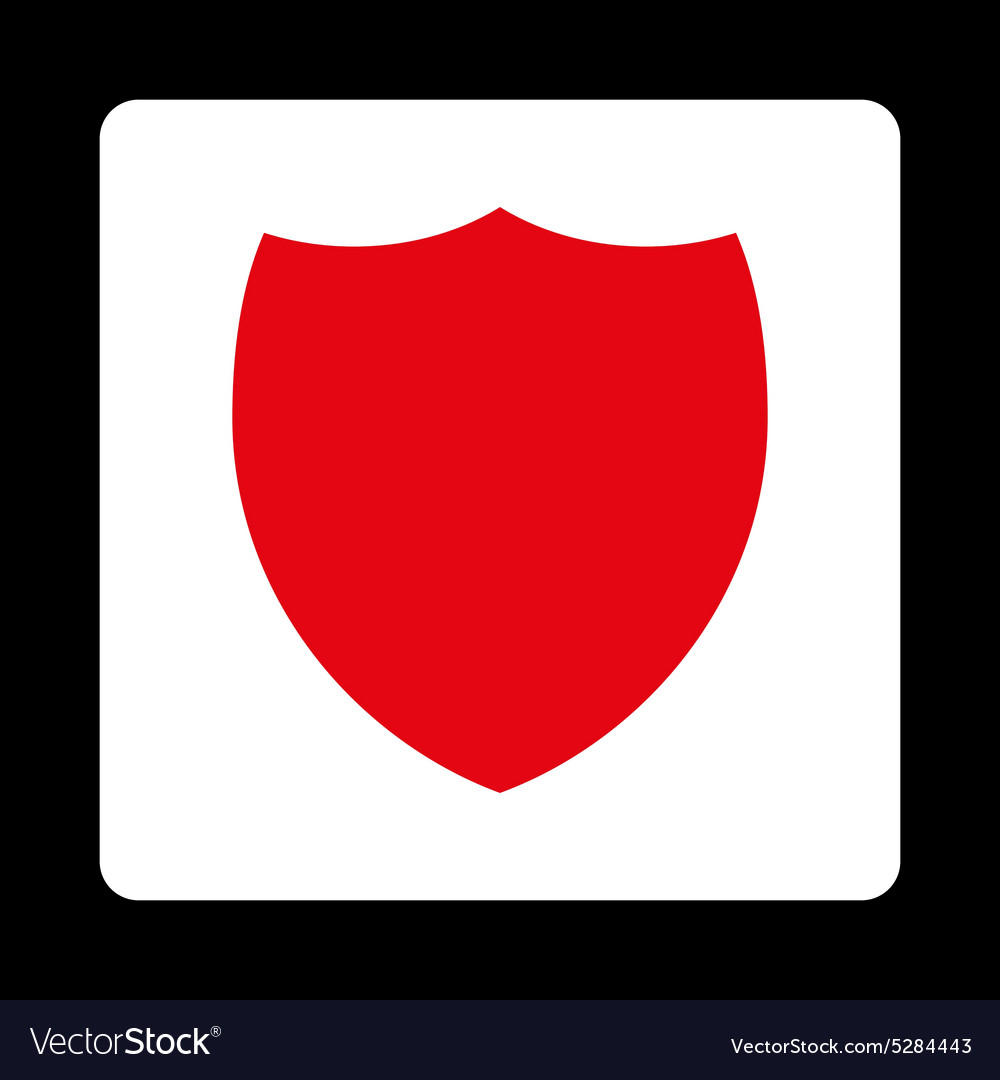 Shield flat red and white colors rounded button Vector Image
