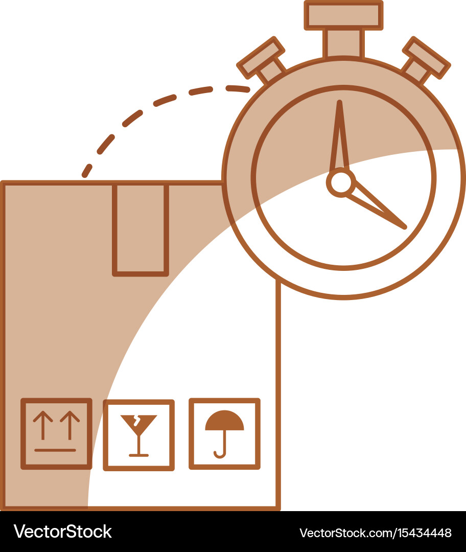 Box carton with chronometer watch isolated icon Vector Image