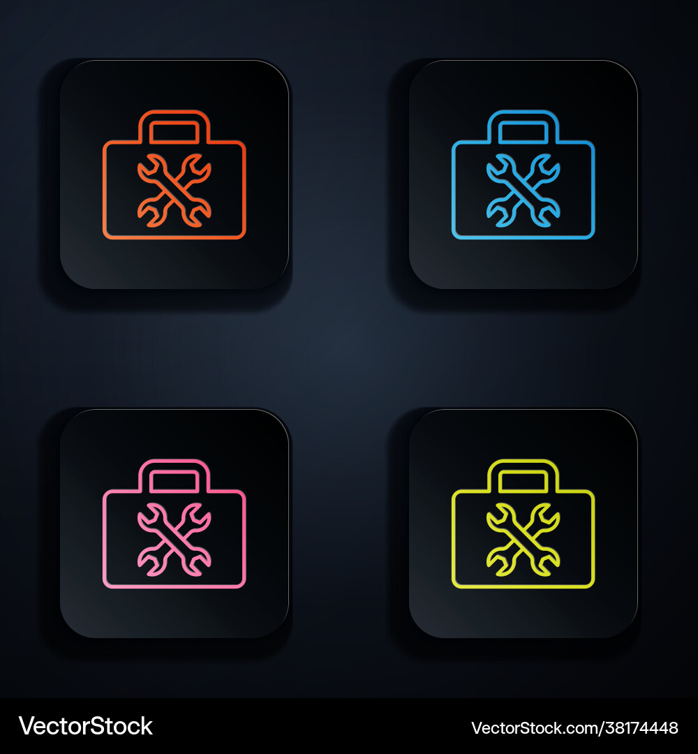 Color neon line toolbox icon isolated on black Vector Image