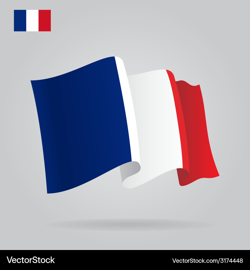 Flat and waving french flag Royalty Free Vector Image