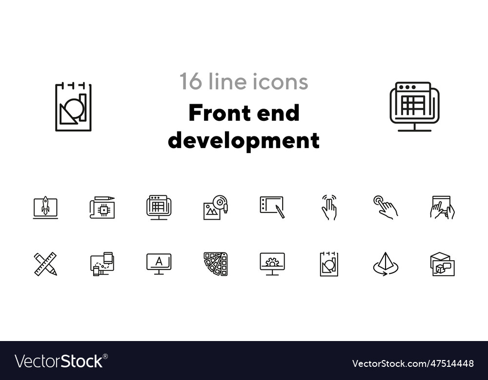 Front end development icon set Royalty Free Vector Image