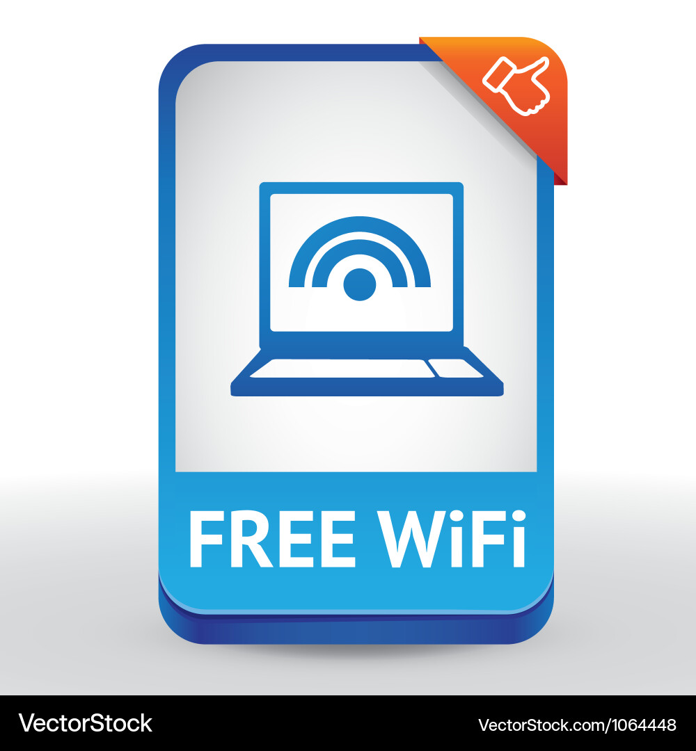 Label with laptop and wifi sign Royalty Free Vector Image