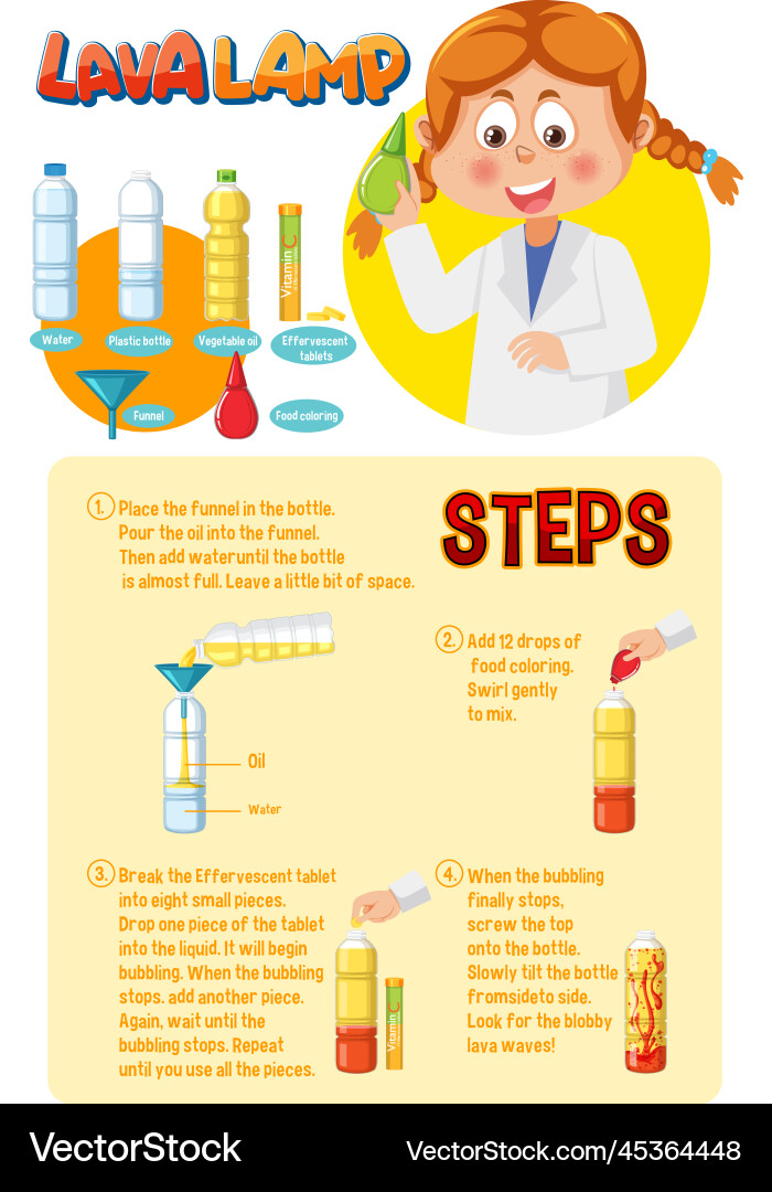 Lava lamp science experiment Royalty Free Vector Image