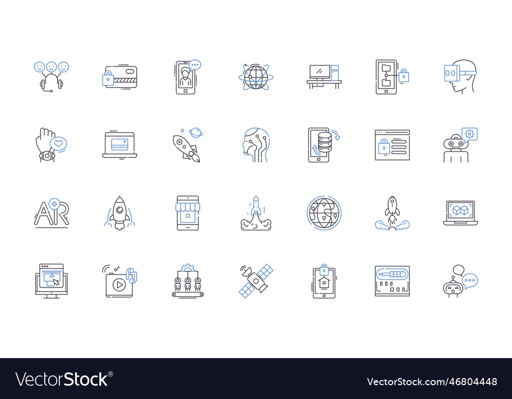 Neural work line icons collection artificial Vector Image Neural work line icons collection artificial Vector Image