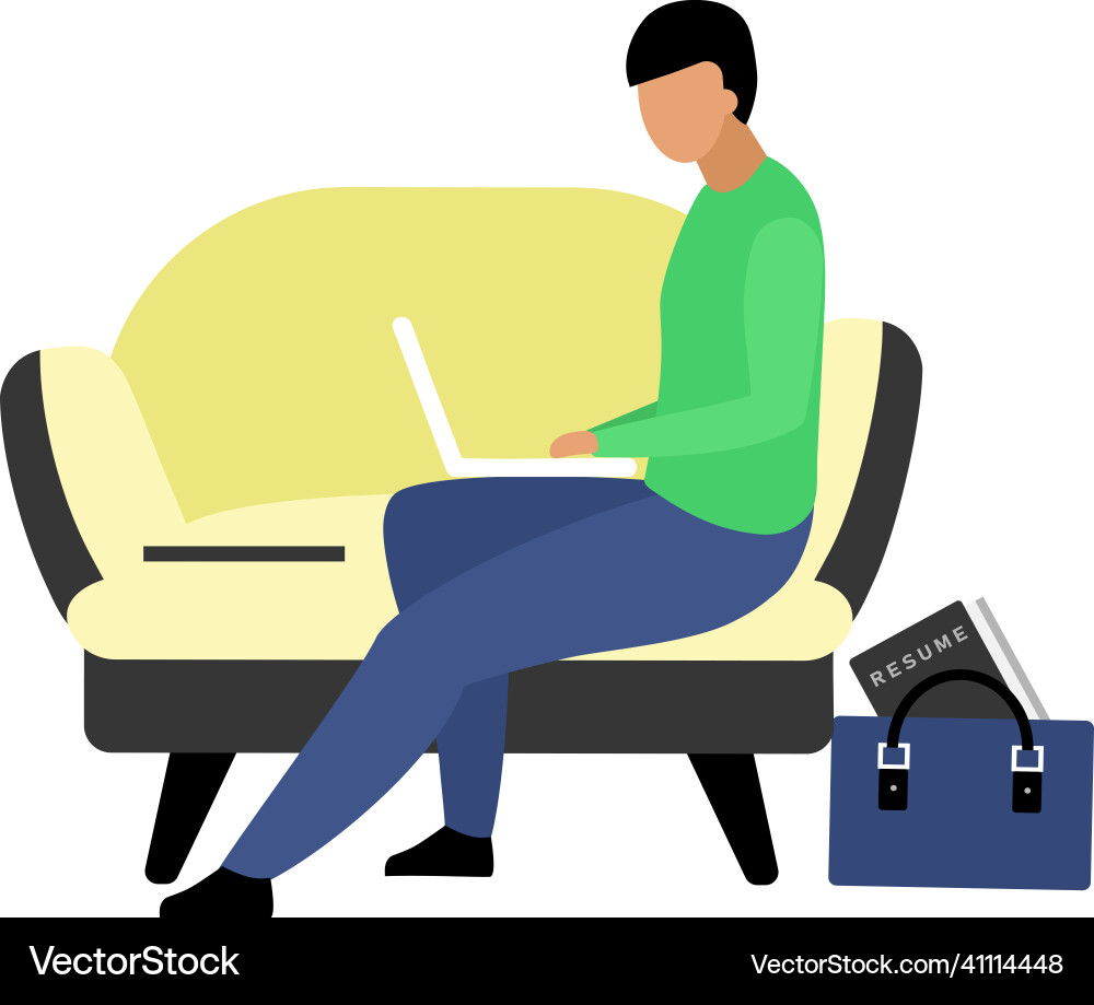 Online job interview flat color faceless character