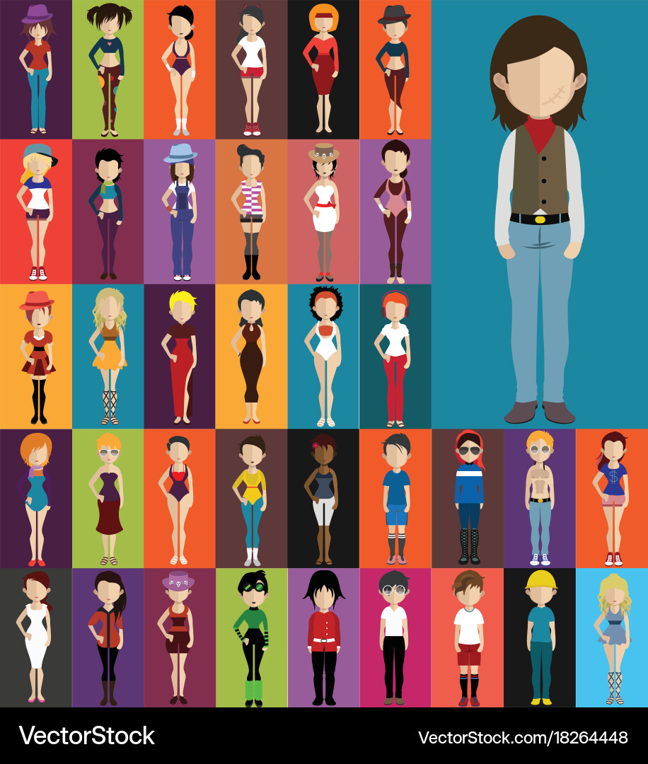People avatar with full body and torso variations Vector Image