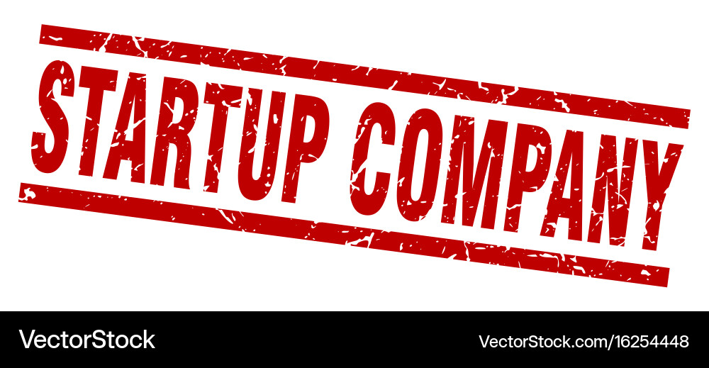 Square grunge red startup company stamp Royalty Free Vector