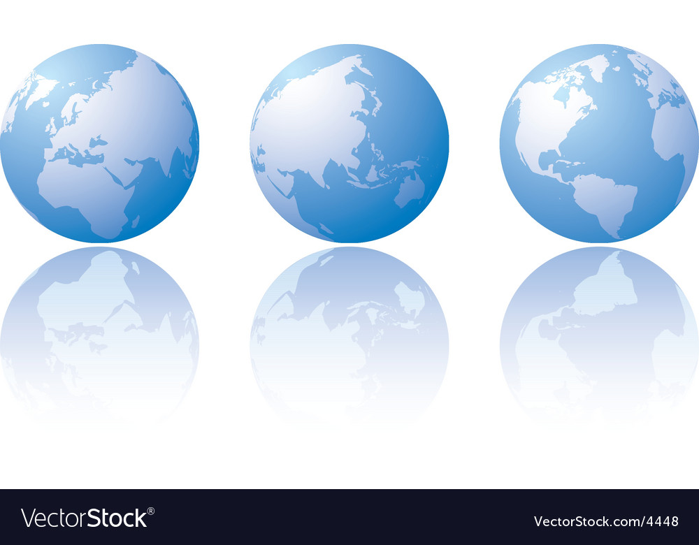 Three globe world views Royalty Free Vector Image