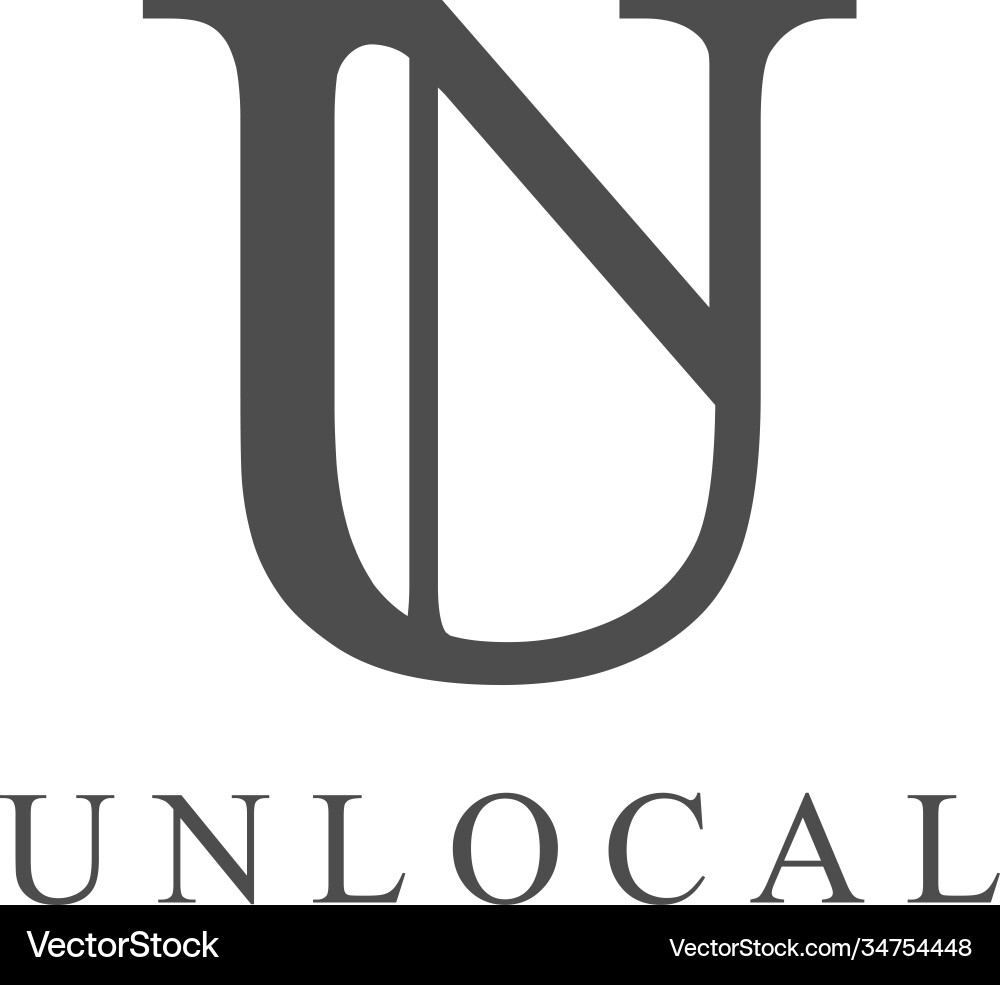 U n letter logo lettermark un monogram typeface Vector Image