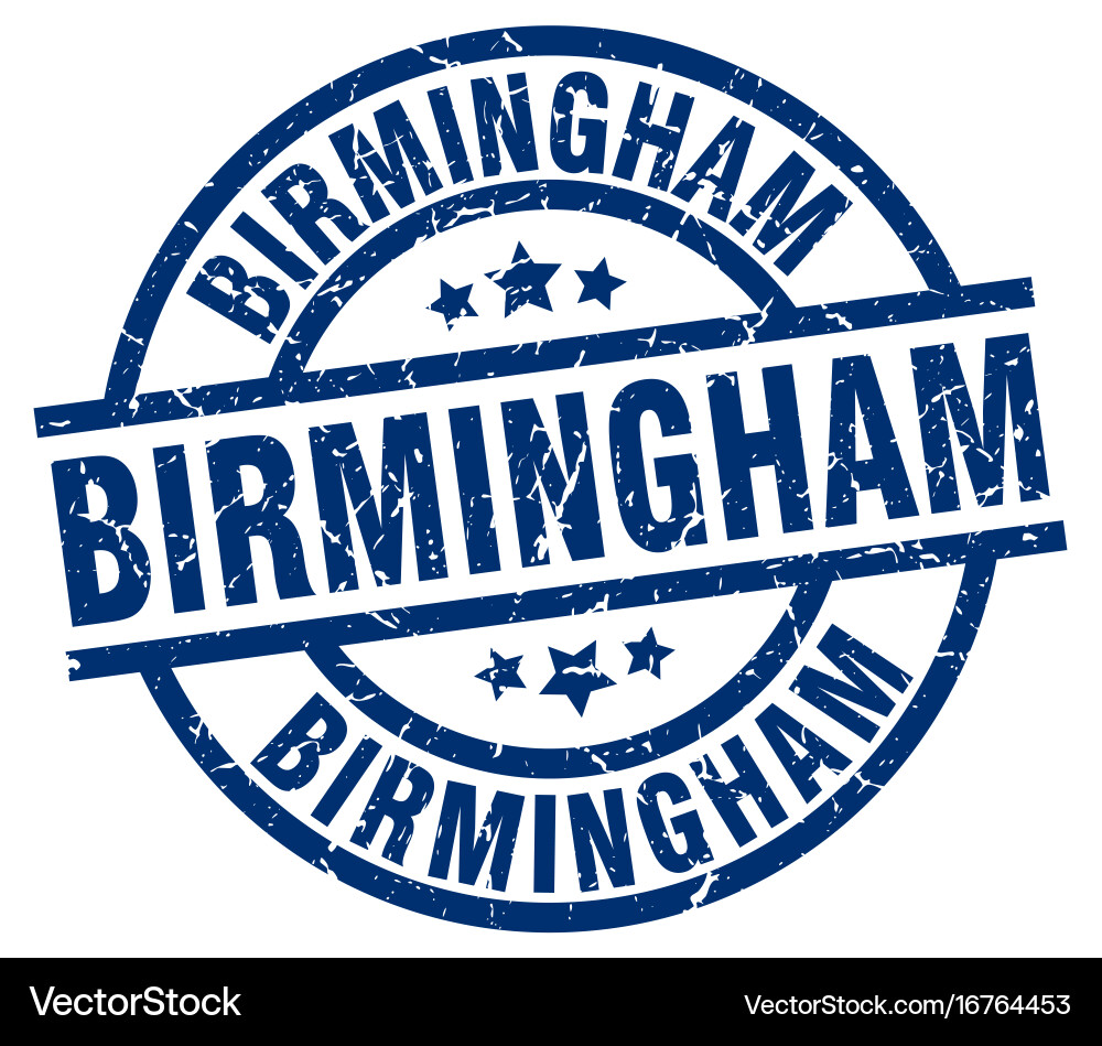 Birmingham blue round grunge stamp Royalty Free Vector Image