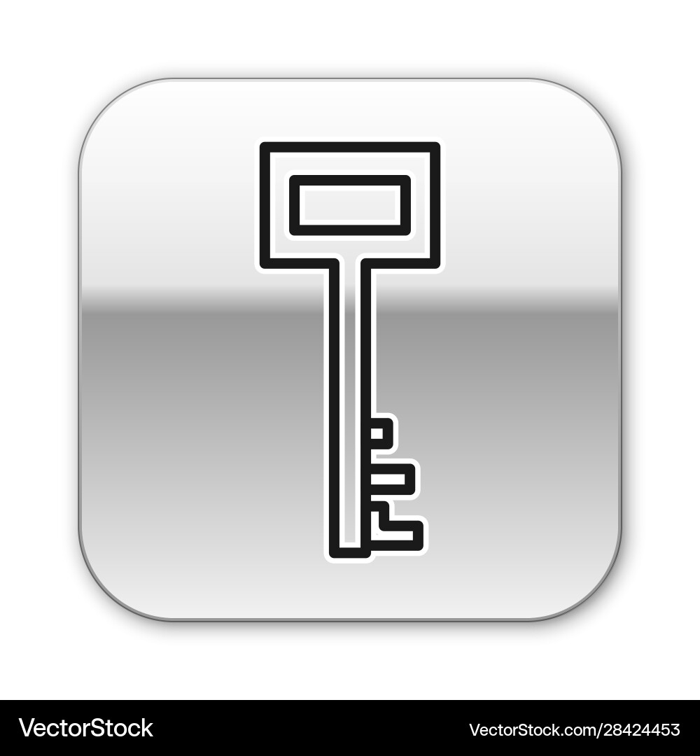 Black line pirate key icon isolated on white Vector Image