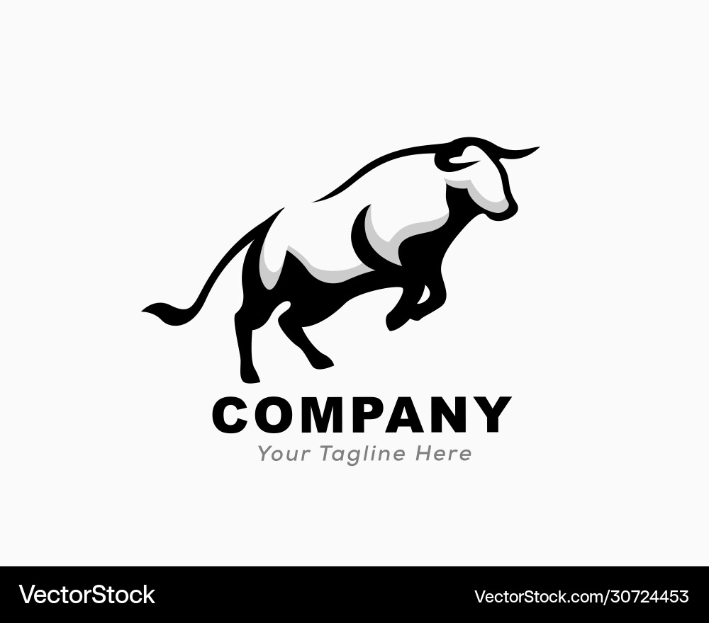 Bull stand jump front logo design inspiration Vector Image