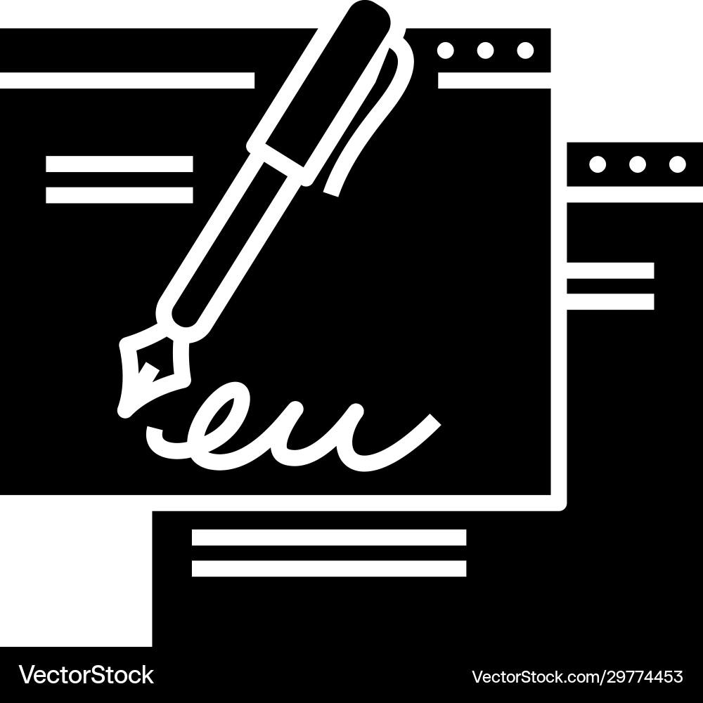 Electronic signature black icon concept Royalty Free Vector