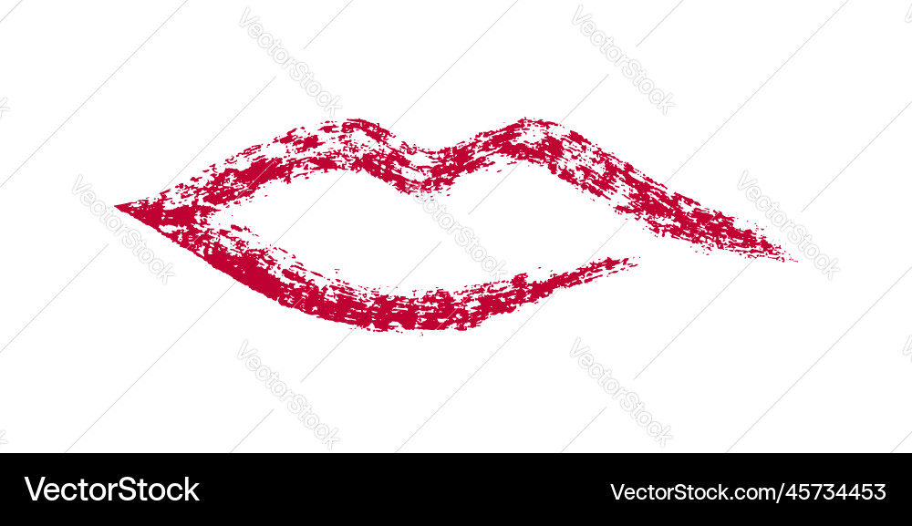 Isolated female lips with texture hand drawn style