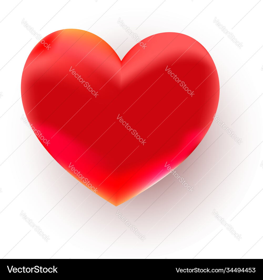 Realistic 3d red heart isolated on a white Vector Image
