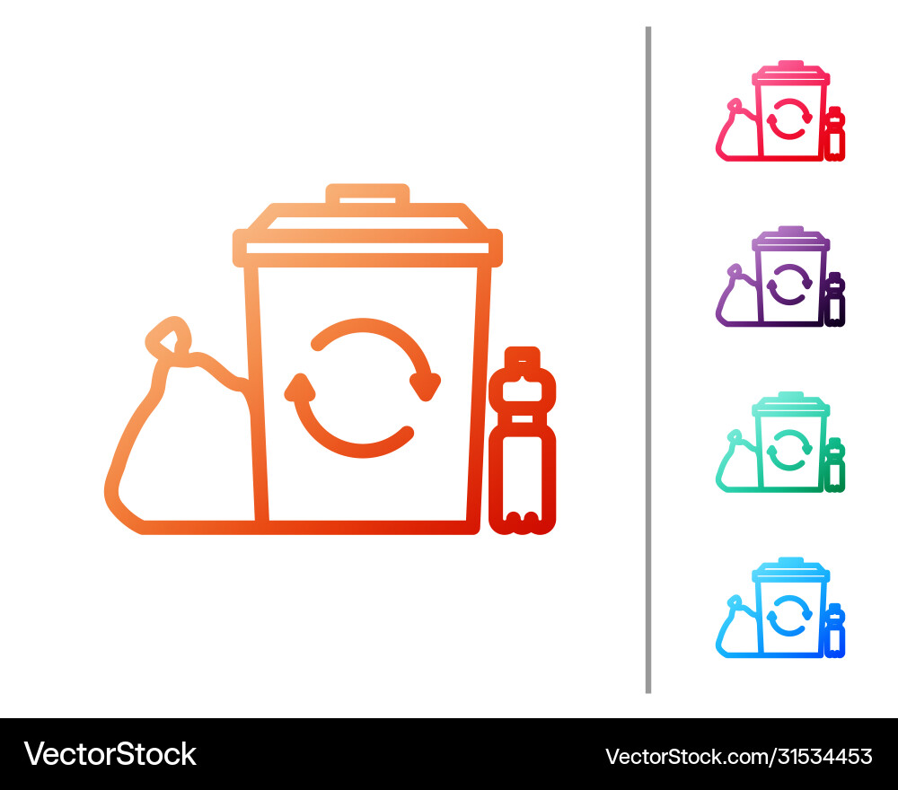 Red line recycle bin with symbol icon Royalty Free Vector
