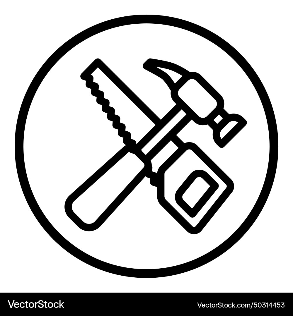 Saw and hammer flat icon isolated on white Vector Image