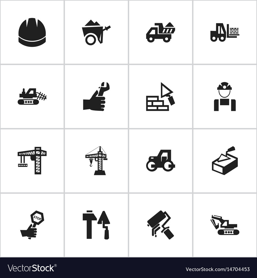 Set of 16 editable structure icons includes Vector Image