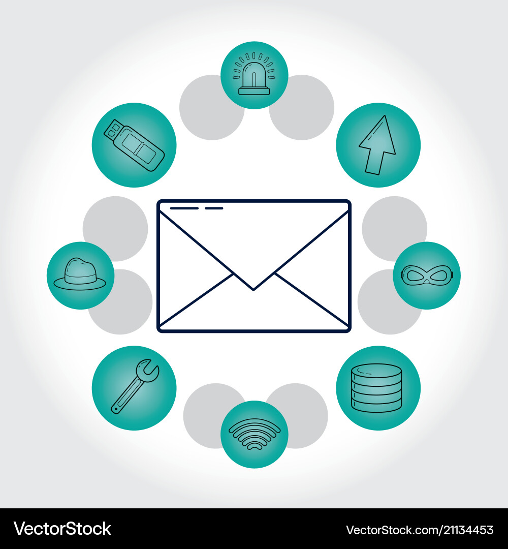 Set of cyber security symbols Royalty Free Vector Image
