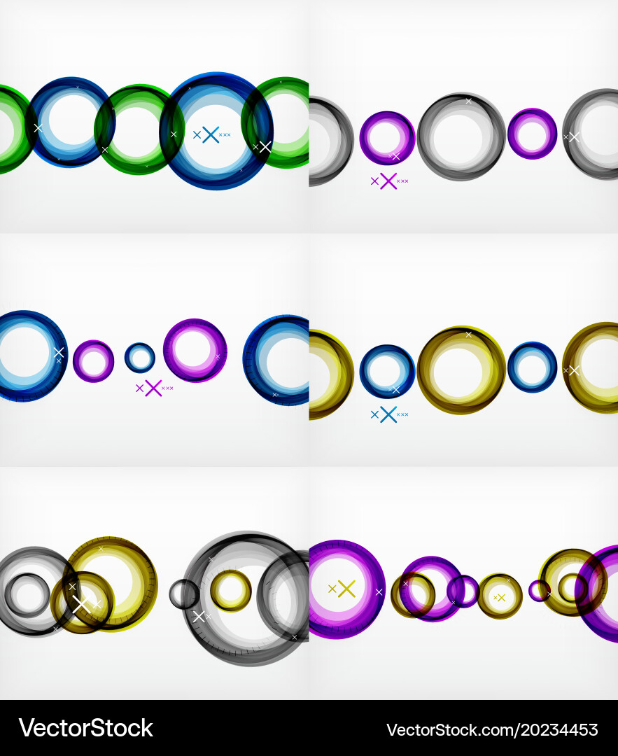 Set of flying abstract circles backdrops Vector Image