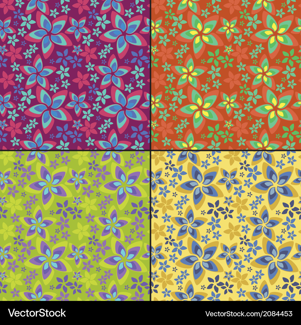 Set of four floral seamless pattern Royalty Free Vector