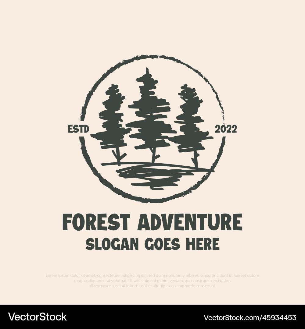 Wanderlust forest adventure badge logo design Vector Image