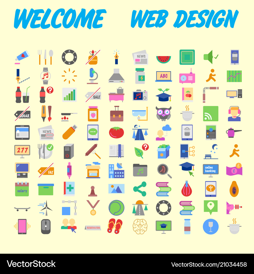 100 icon set trendy thin and simple icons for web Vector Image