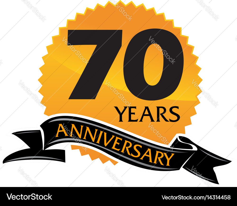70 years ribbon anniversary Royalty Free Vector Image