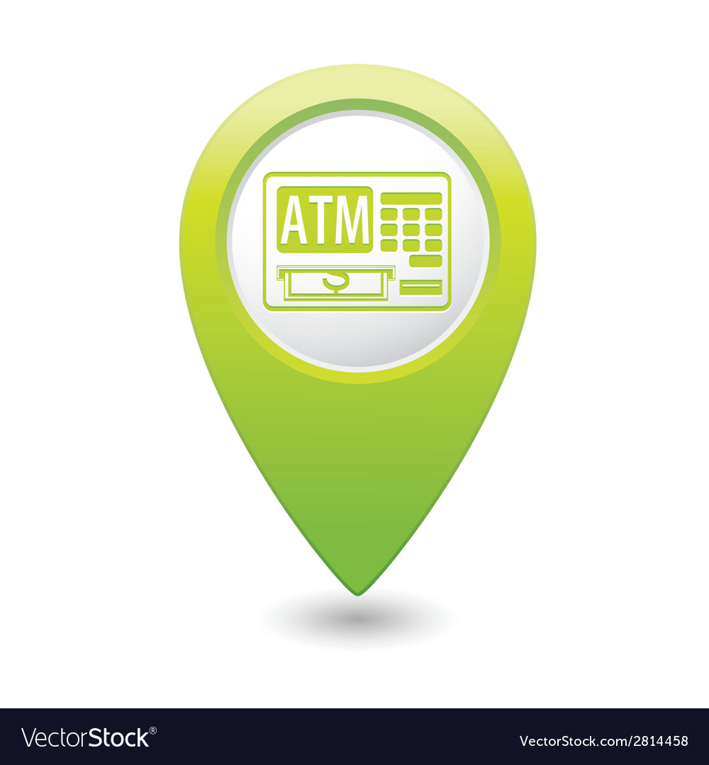 Atm icon green pointer Royalty Free Vector Image Atm icon green pointer Royalty Free Vector Image