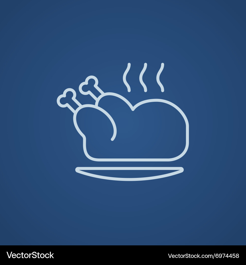 Baked whole chicken line icon Royalty Free Vector Image