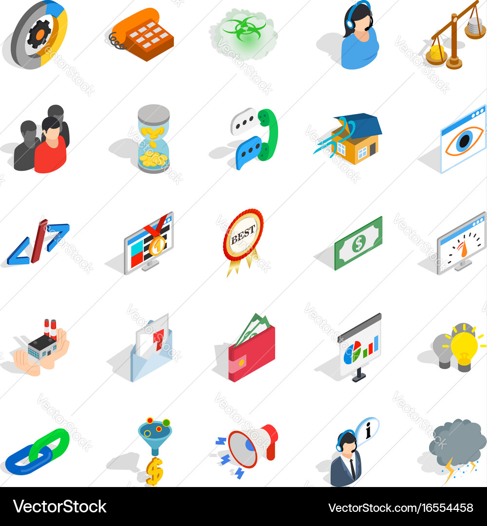 Conference center icons set isometric style Vector Image