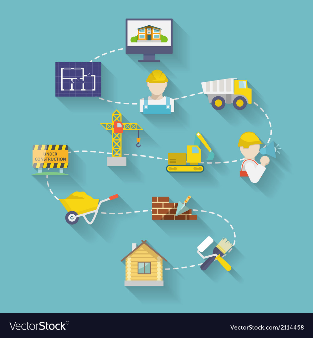 Construction design flat Royalty Free Vector Image