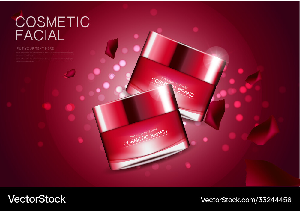 Cosmetic design template on glitter and rose Vector Image