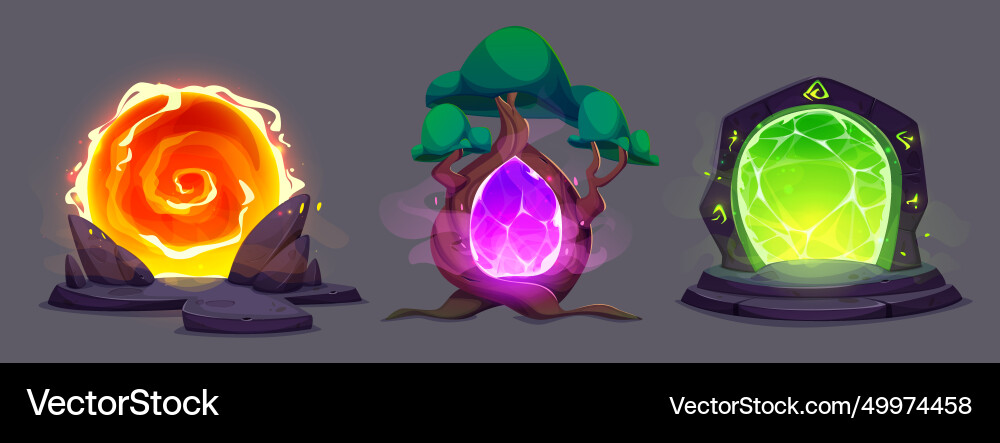 Fantasy game door with magic glowing portal Vector Image