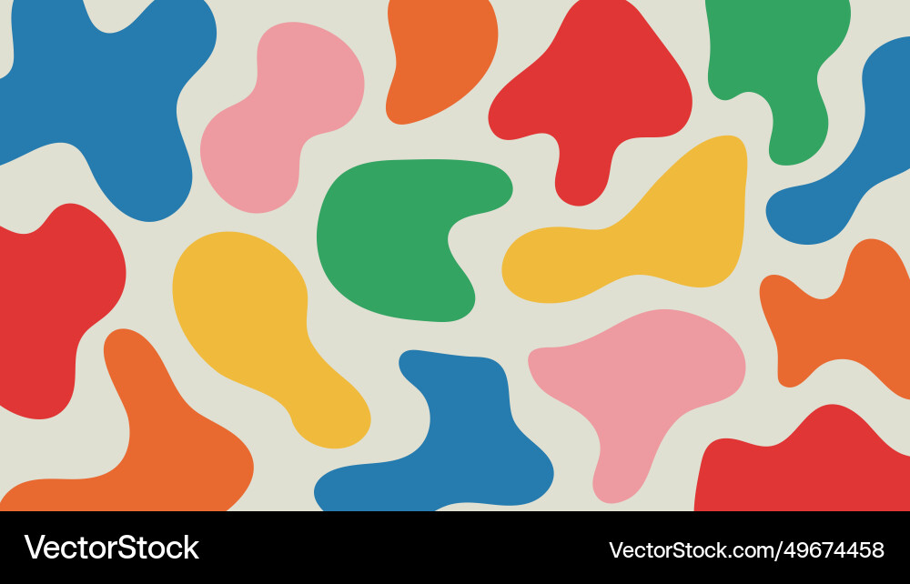 Hand drawn colorful pattern with organic shapes on