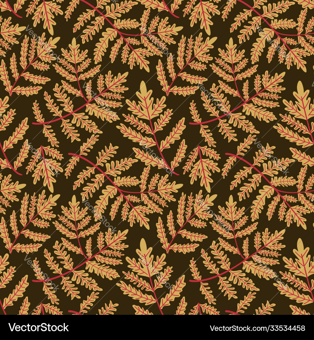 Herbs and leaves botanical seamless pattern fern Vector Image