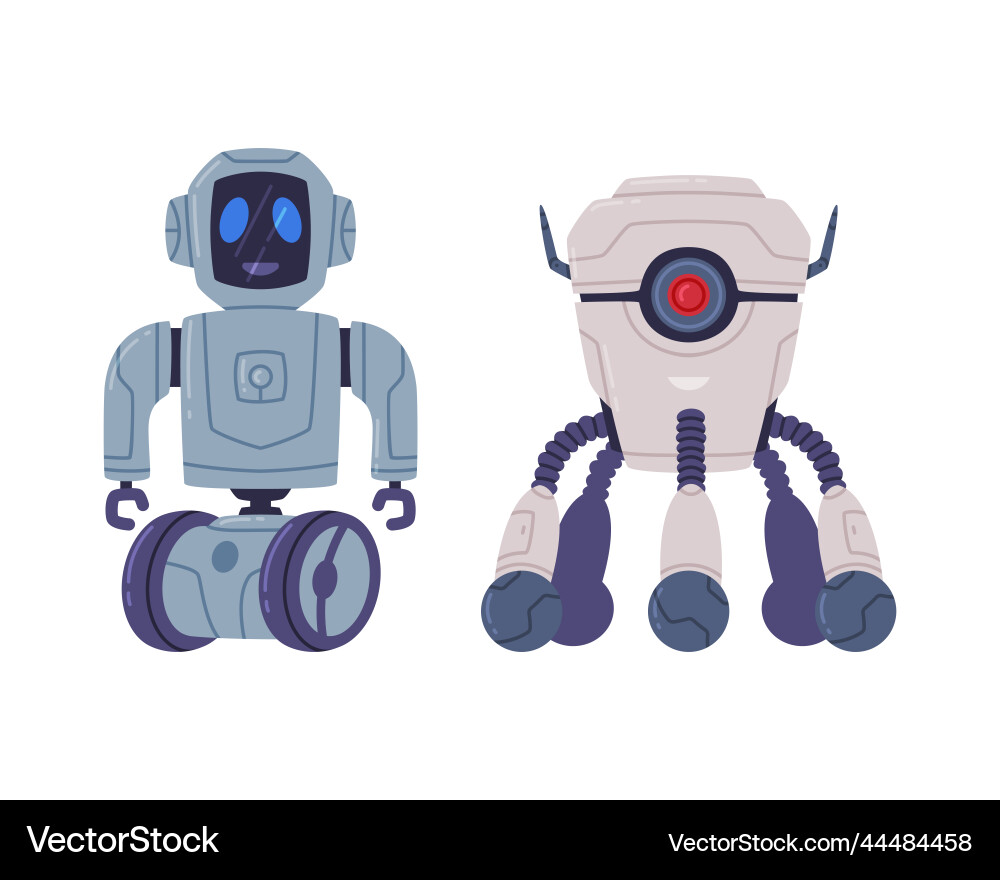 Metal robot machine with limbs for labor Vector Image