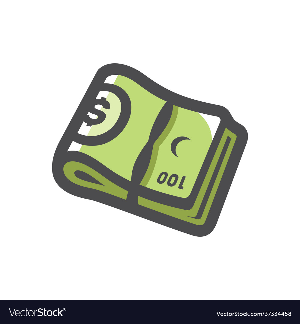 Money green wad icon cartoon Royalty Free Vector Image