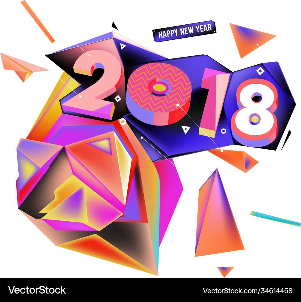 New year 2018 colorful design Royalty Free Vector Image
